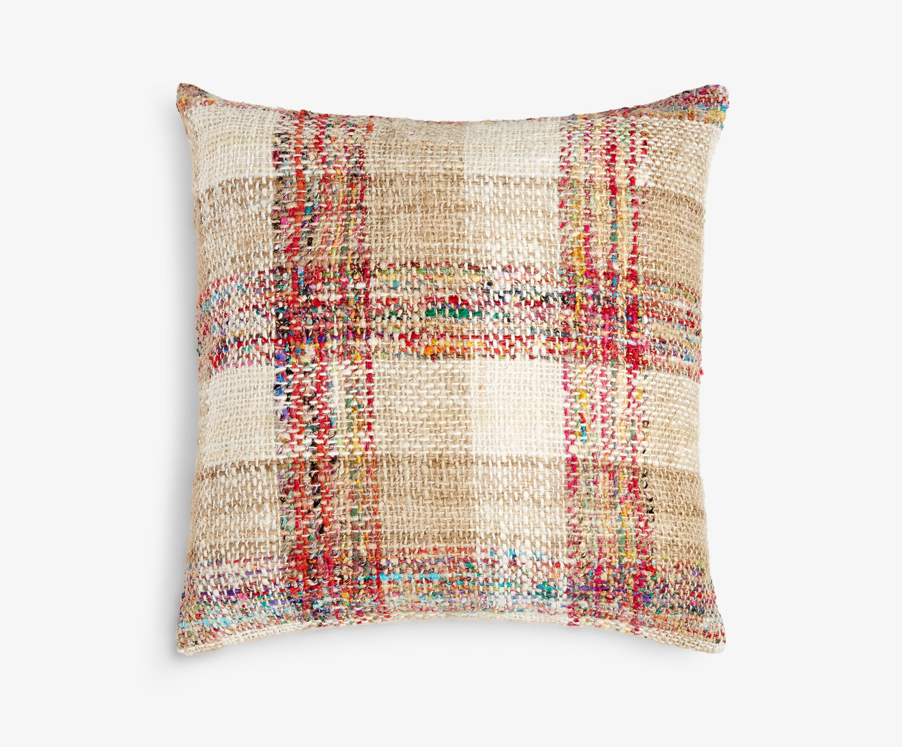 Large Square Brown Check Cushion – Tetrad