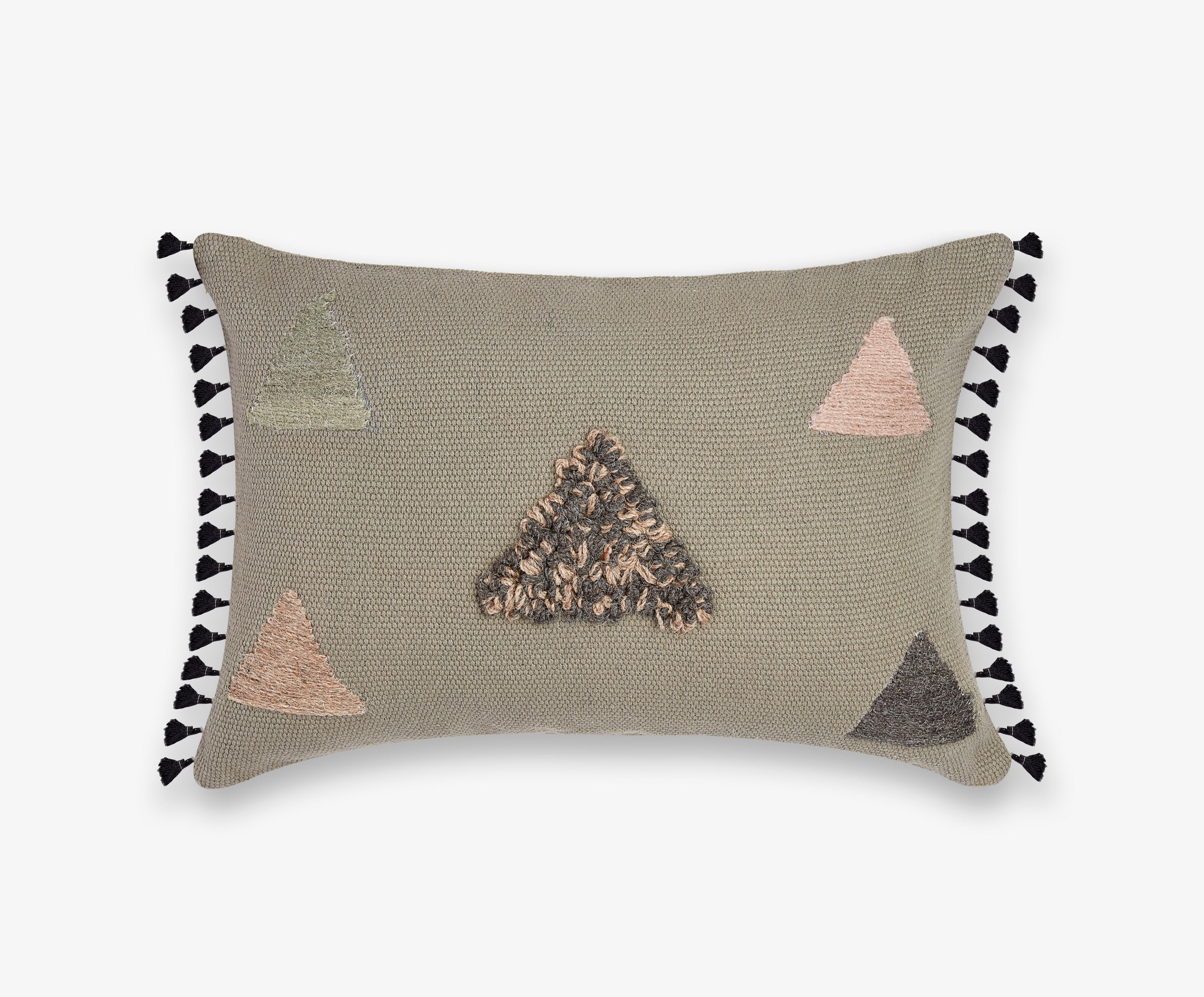 Large Lumbar Cushion with Triangle Pattern and Frill Edge – Tetrad